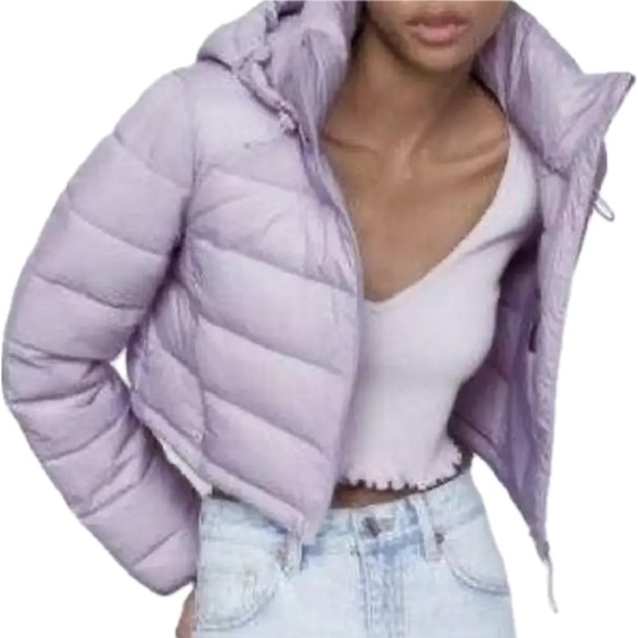 Zara | Jackets & Coats | Zara Lilac Purple Cropped Puffer Jacket Size ...